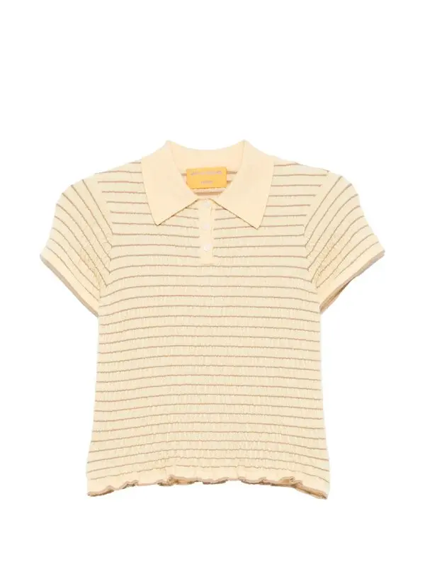 Guest In Residence Smocked Cashmere Polo Top