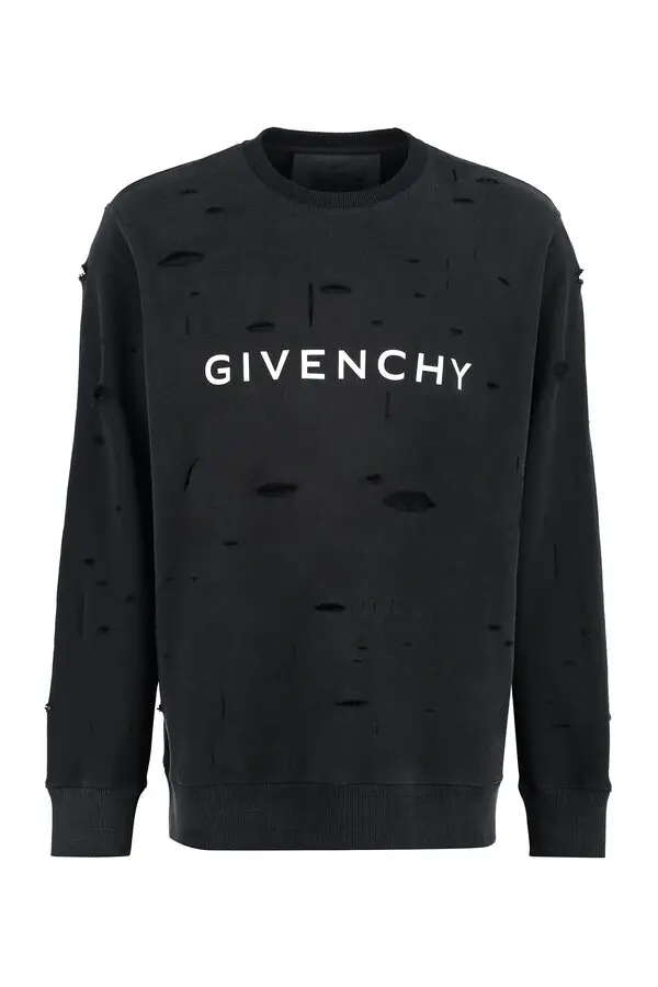 Givenchy Logo-print Distressed Sweatshirt - Black
