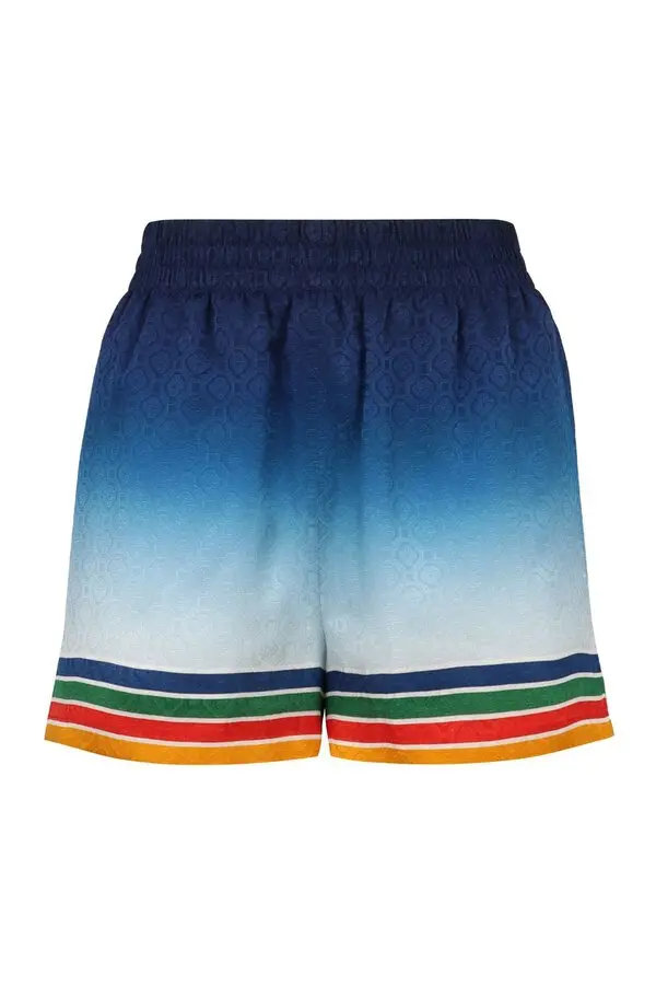 Casablanca Silk Striped Shorts - Blue
