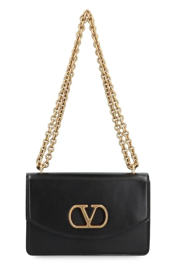 Valentino Garavani Vain Leather Shoulder Bag - Black