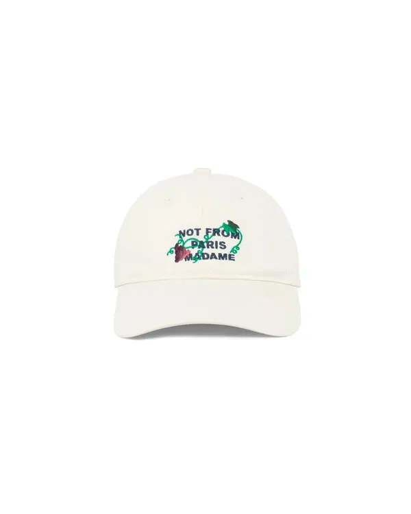 Drole De Monsieur Curved Visor Baseball Cap With Embroidered Slogan - White