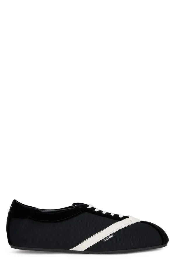 Celine Lace-up Sneakers With White Leather Detail - Black