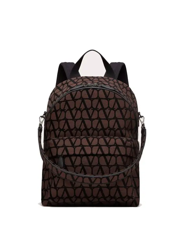 Valentino Garavani Toile Iconographe Backpack In Technical Fabric - Brown
