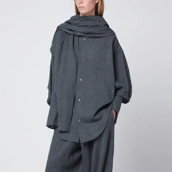 DARKPARK Georgia Shirt With Removable Wool Scarf - Grey