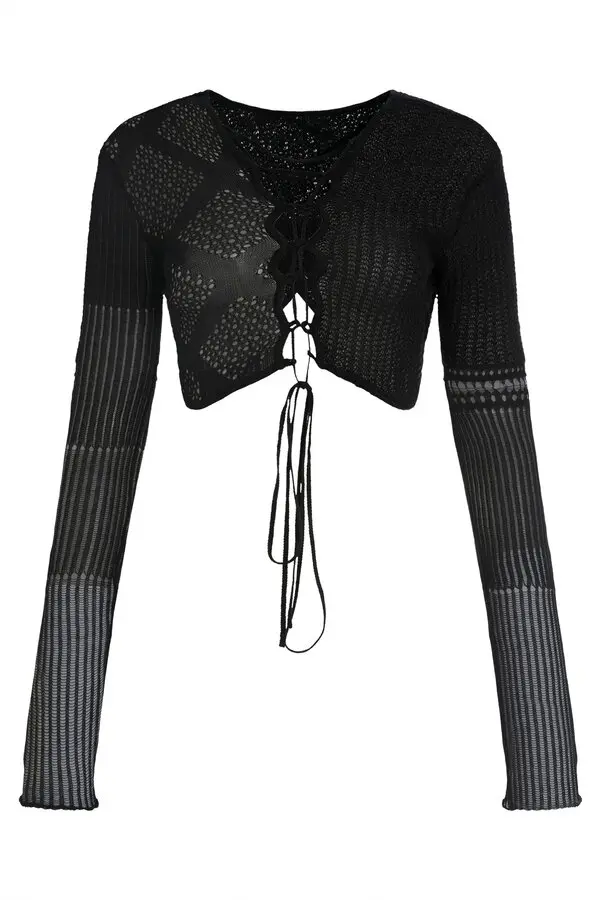 ROBERTA EINER Loona Knitted Crop Top - Black
