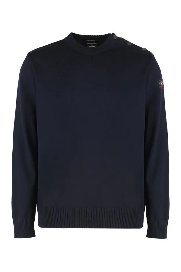 Paul & Shark Bretagne Wool Crew Neck With Iconic Badge - Blue