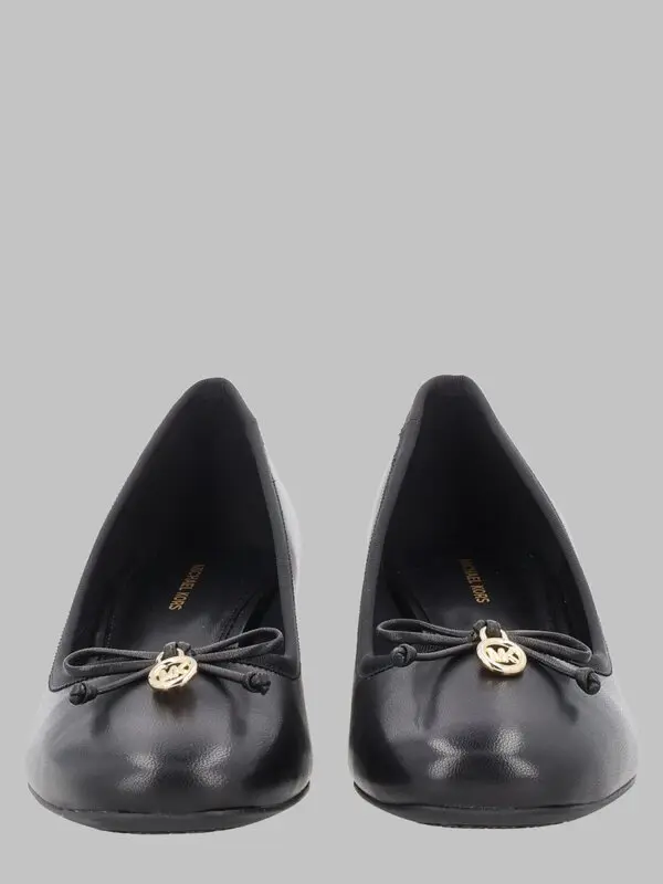 Michael Kors Leather Ballet Flats With Bow Detail - Black