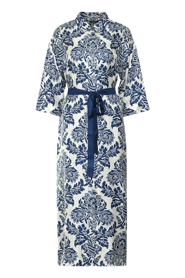 Max Mara Silk Printed Shirtdress With Belted Detail