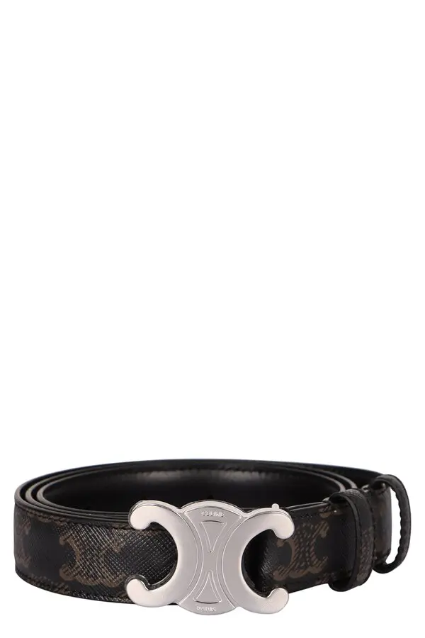 Celine Triomphe Fabric Belt 2.5 Cm Width - Black