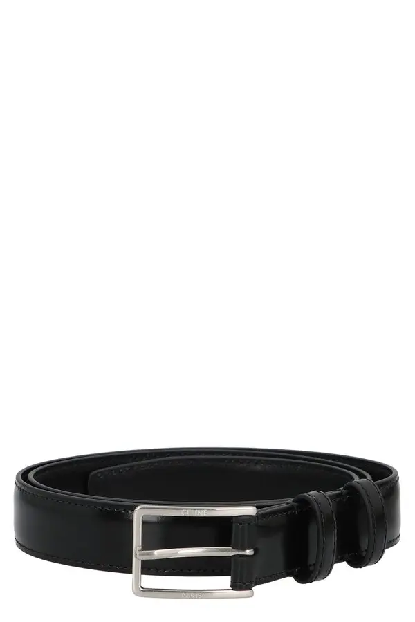 Celine Bc-17 25mm Belt In Taurillon Leather - Black
