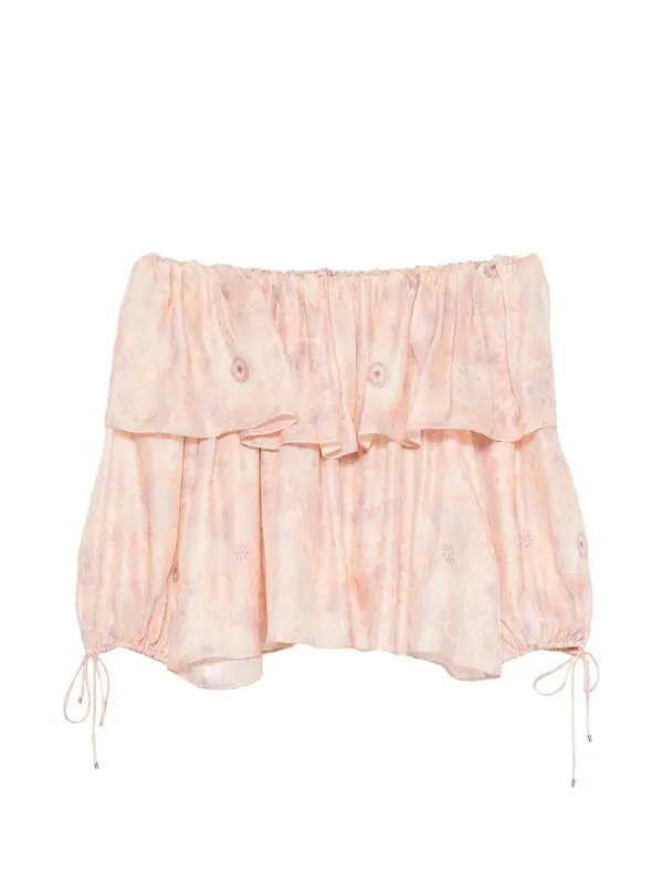 Chloé Silk Off-the-shoulder Top With Embellished Collar And Cuffs - Rosa