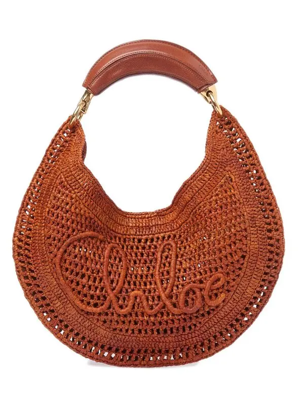 Chloé Raffia Hobo Handbag - Marrone