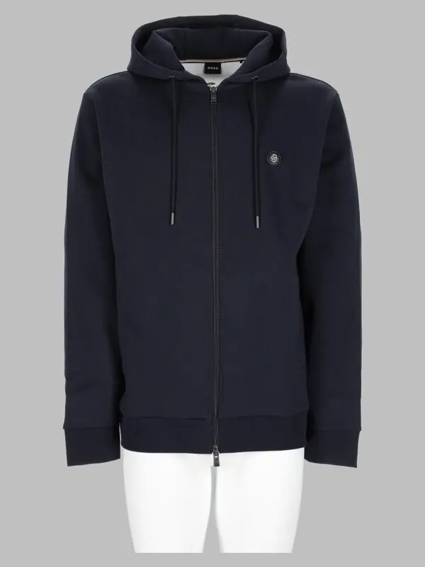 BOSS Zip-up Hooded Sweatshirt With Drawstring