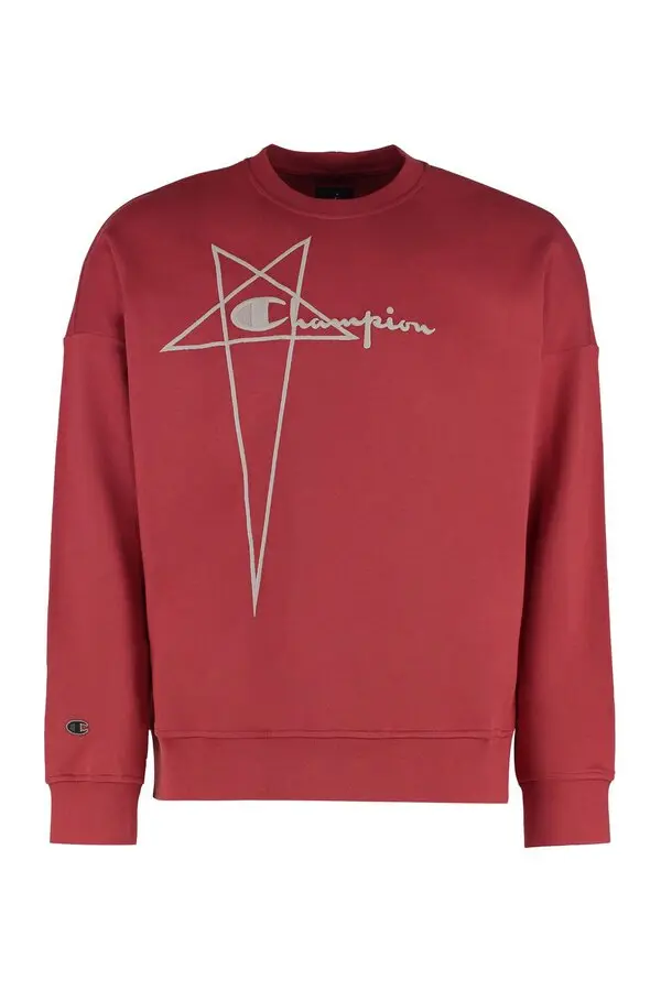 Rick Owens Embroidered-logo Cotton Sweatshirt - Red