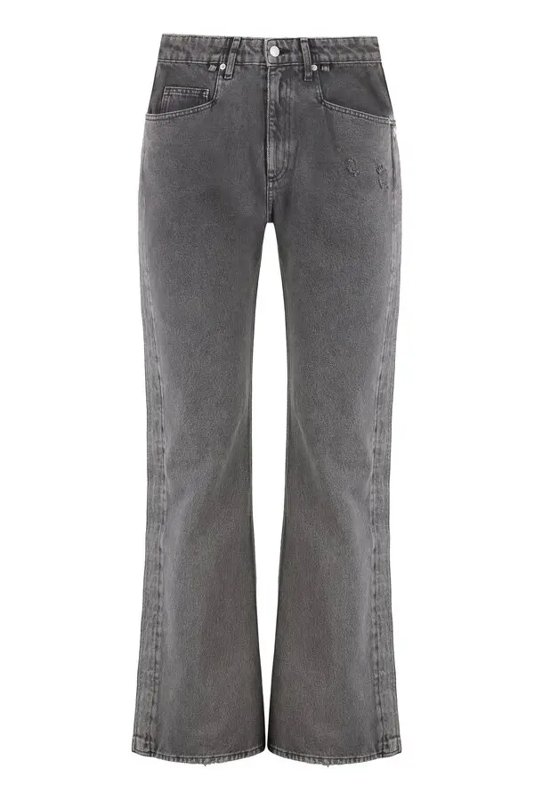 EZR Five-pocket Jeans With Localized Ripping - Grey