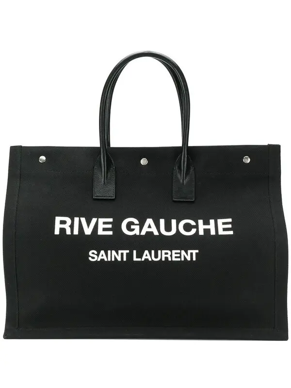 Saint Laurent Rive Gauche Large Tote Bag In Canvas - Black