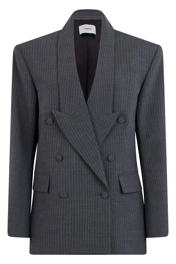 Coperni Double-breasted Pinstripe Blazer - Grey