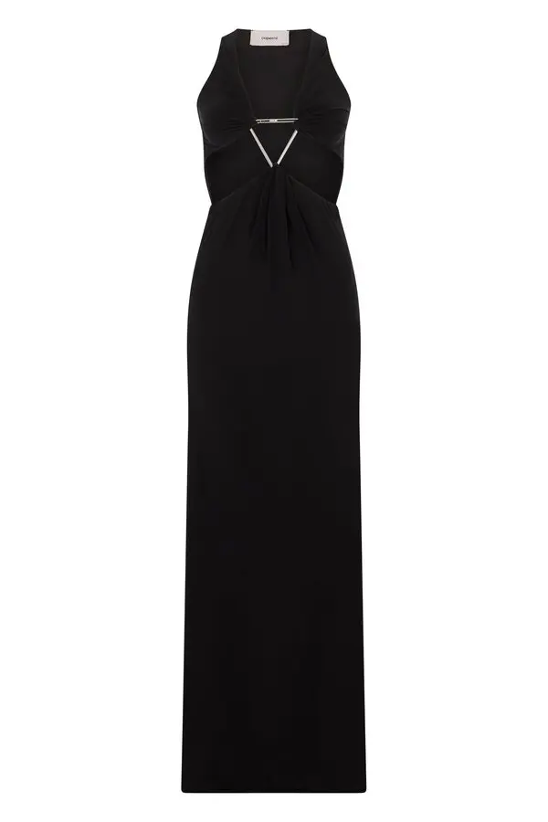 Coperni Elegant Long Dress With Wiof Neckline Fashion - Black