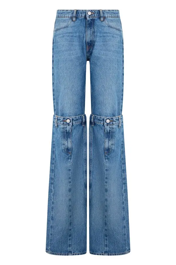 Coperni Wide Leg Denim Jeans With Unique Side Details - Blue