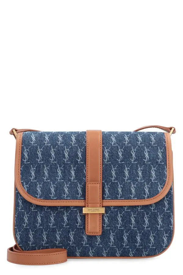 Saint Laurent Satchel Fabric Shoulder Bag - Denim