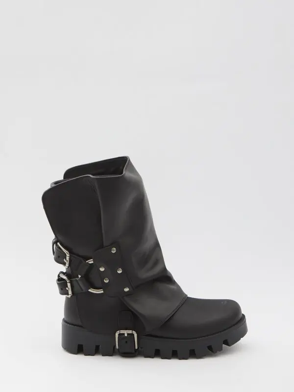 Dolce & Gabbana Rubber And Calfskin Ankle Boots For - Black