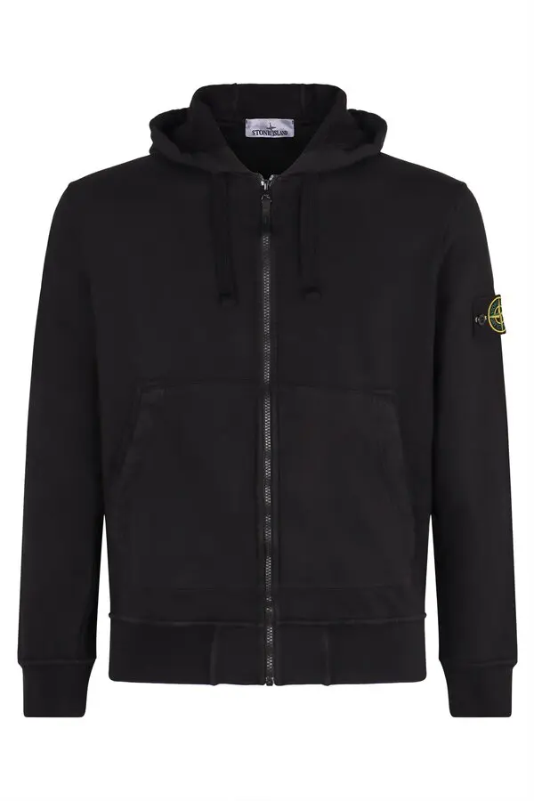 Stone Island Zip-up Hoodie For - Black