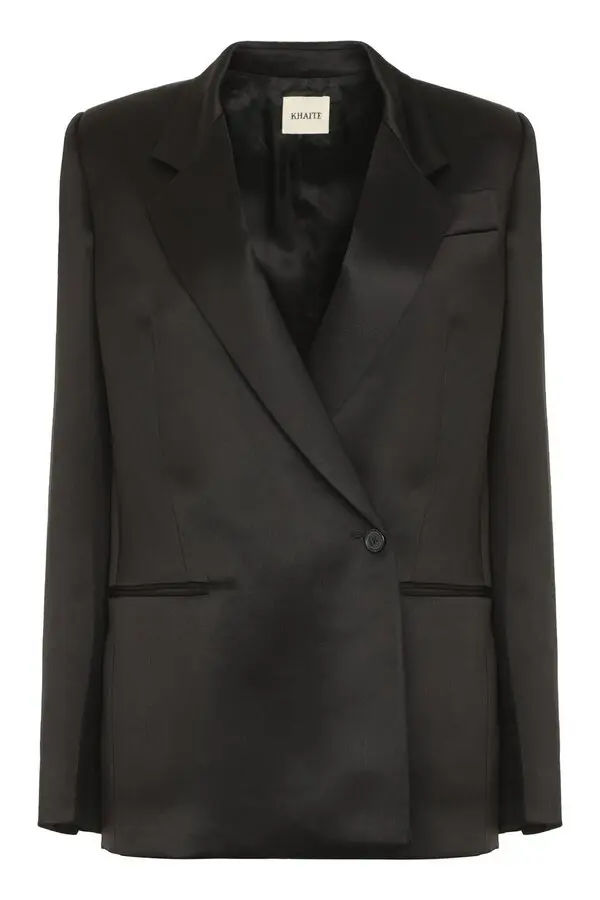Khaite Willow Double-breasted Mikado Blazer - Black