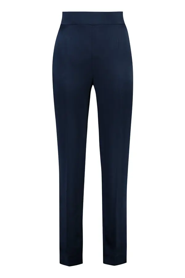Max Mara Deserto Straight-leg Trousers With Side Slits - Blue
