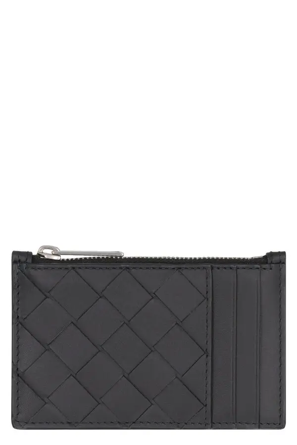 Bottega Veneta Intrecciato Leather Card Holder - Black