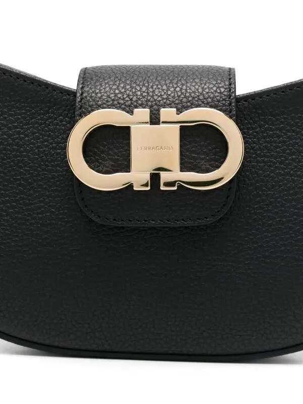 FERRAGAMO Double Gancio Leather Shoulder Bag