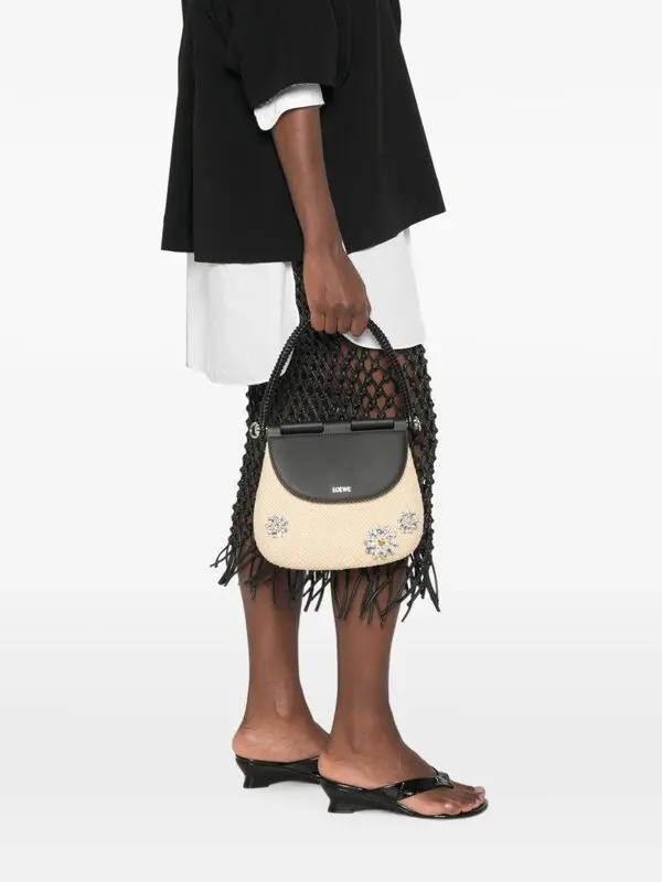 Loewe Pescador Daisy Medium Raffia Handbag - Beige