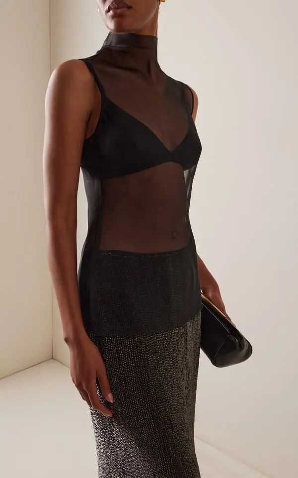 KALLMEYER Marfa Sleeveless Funnelneck Silk Organza Top
