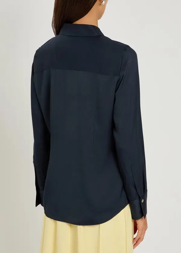 Vince Silk-blend Shirt - Navy