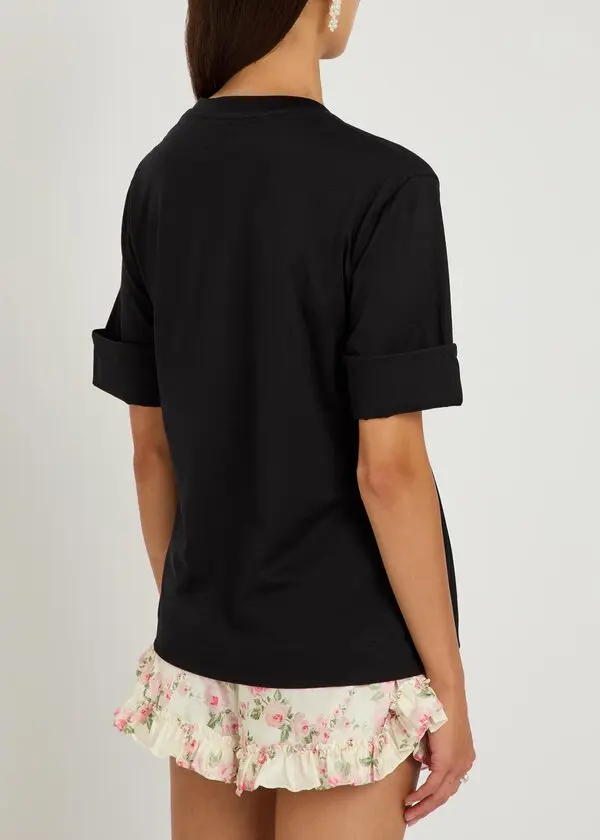 Simone Rocha Gathered Floral-appliqué Cotton T-shirt