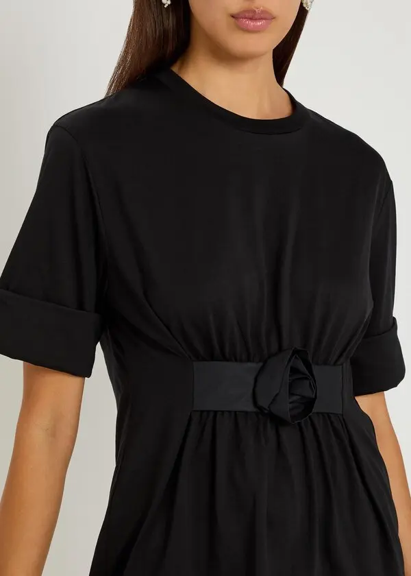 Simone Rocha Gathered Floral-appliqué Cotton T-shirt
