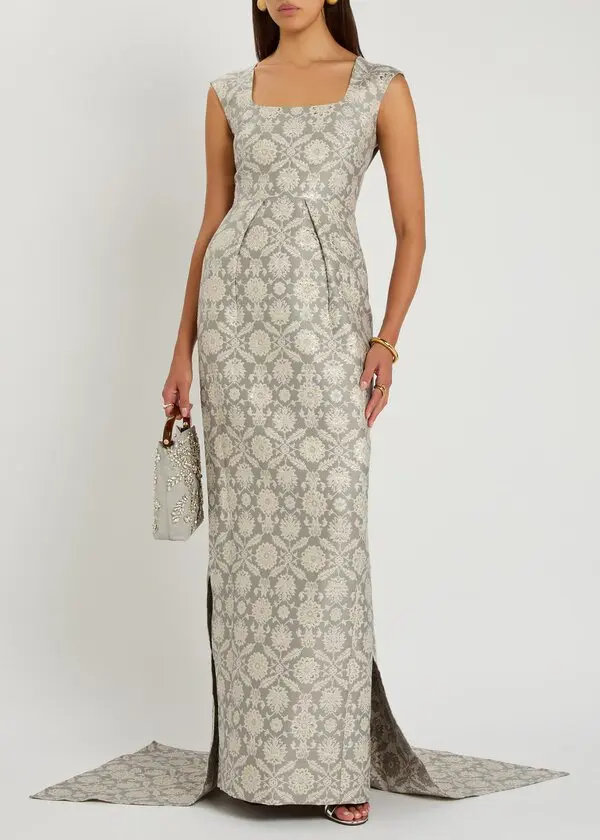Huishan Zhang Floral Jacquard Gown