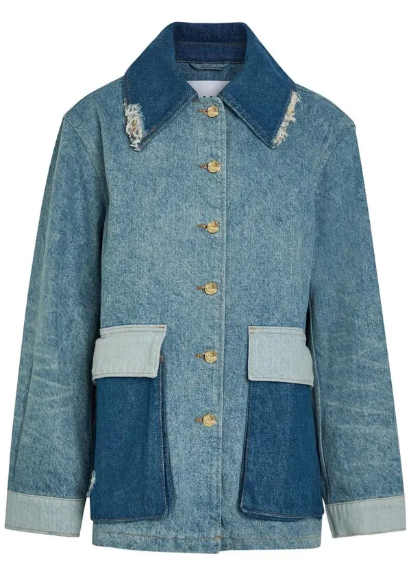 GANNI Patchwork Distressed Jacket - Denim
