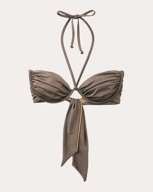 SEAQUELLE SWIM Billow Underwire Balconette Bikini Top - Brown