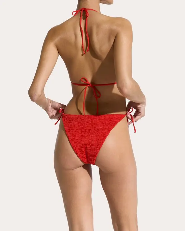 SEAQUELLE SWIM Clean Smocked Triangle Bikini Top