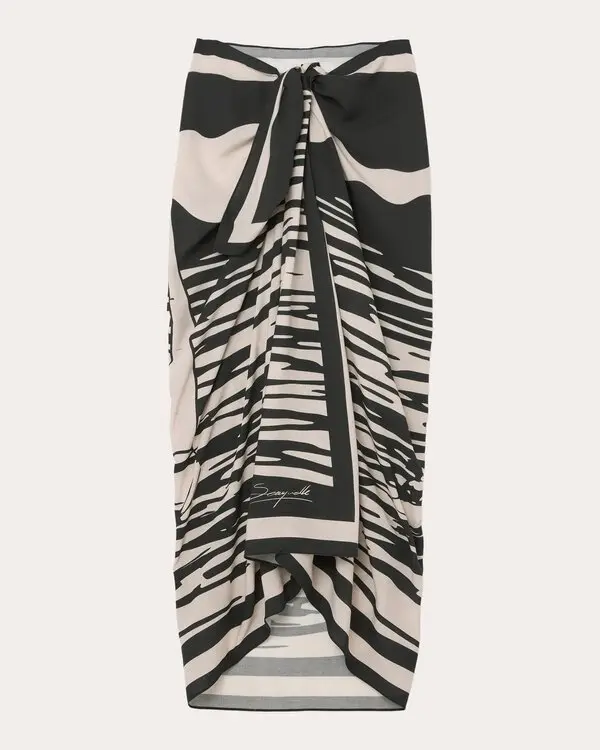 SEAQUELLE SWIM Genoa Abstract Voile Pareo - Black