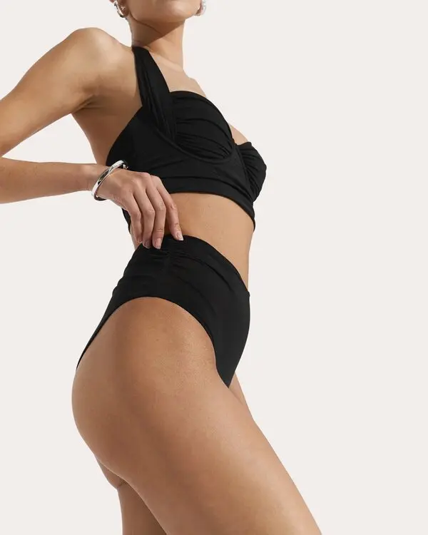 SEAQUELLE SWIM Haven Ruched High-rise Bikini Bottoms