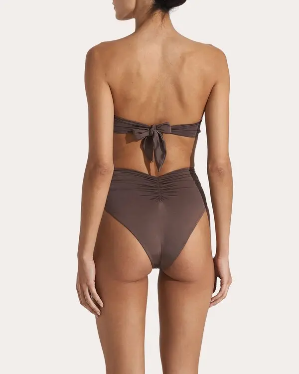 SEAQUELLE SWIM Haven Ruched High-rise Bikini Bottoms