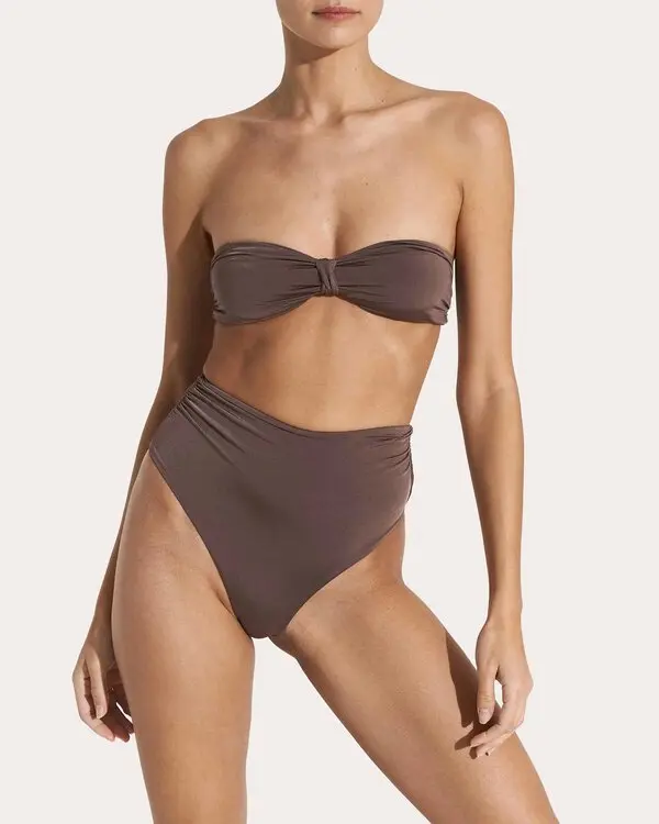 SEAQUELLE SWIM Haven Ruched High-rise Bikini Bottoms