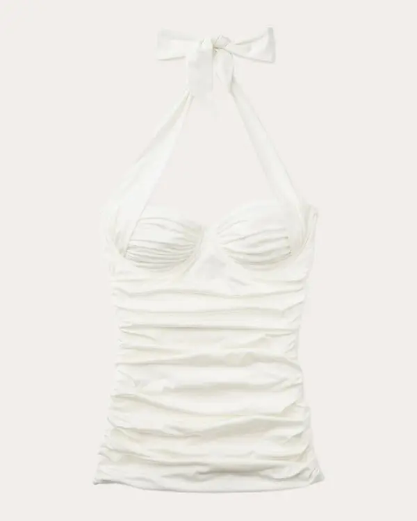 SEAQUELLE SWIM Haven Ruched Underwire Tankini Top - White