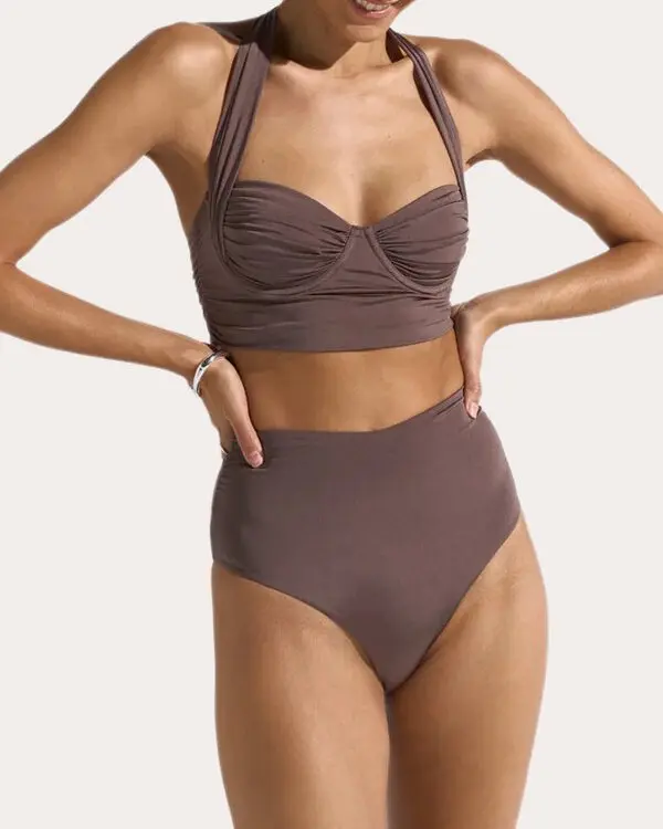SEAQUELLE SWIM Haven Ruched Underwire Longline Bikini Top