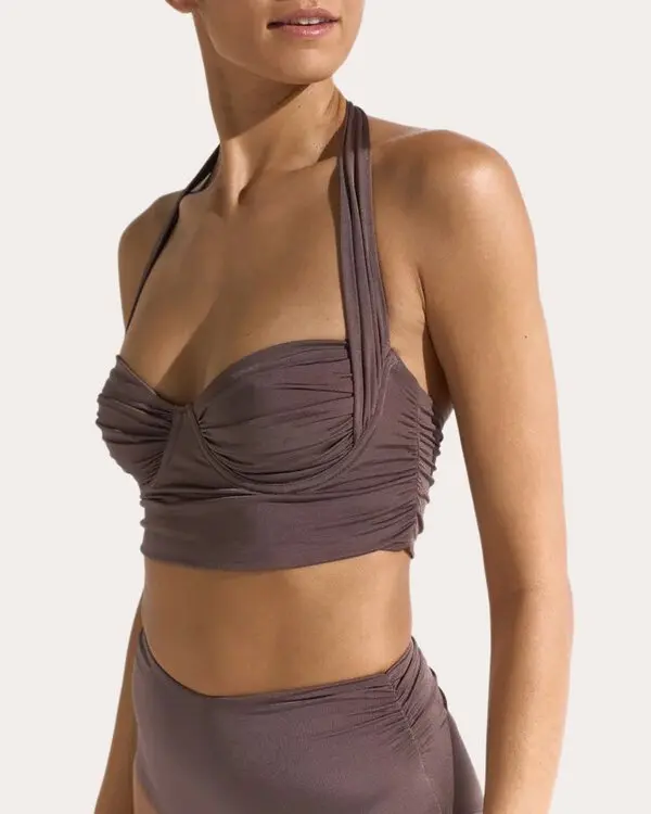SEAQUELLE SWIM Haven Ruched Underwire Longline Bikini Top