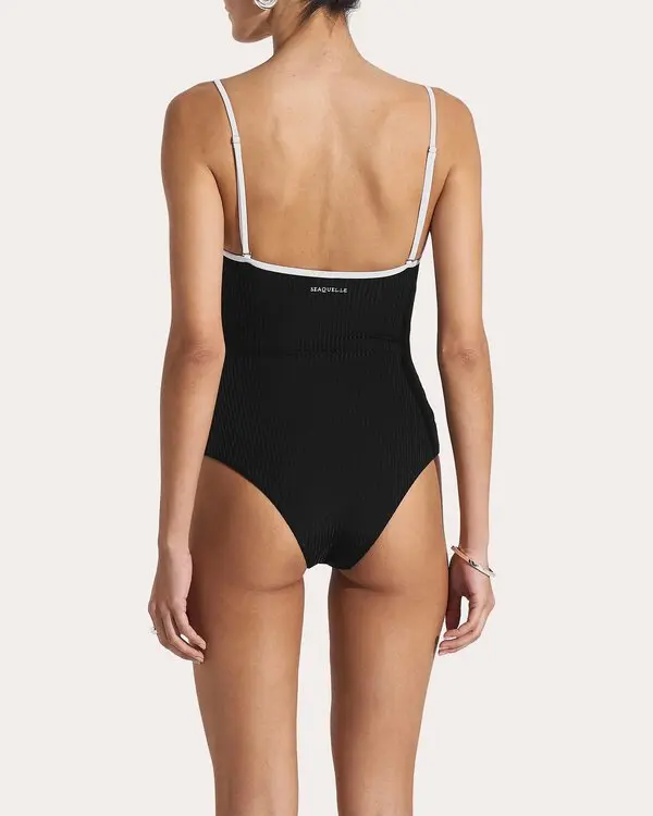 SEAQUELLE SWIM Ribbed One-piece With Sweetheart Neckline