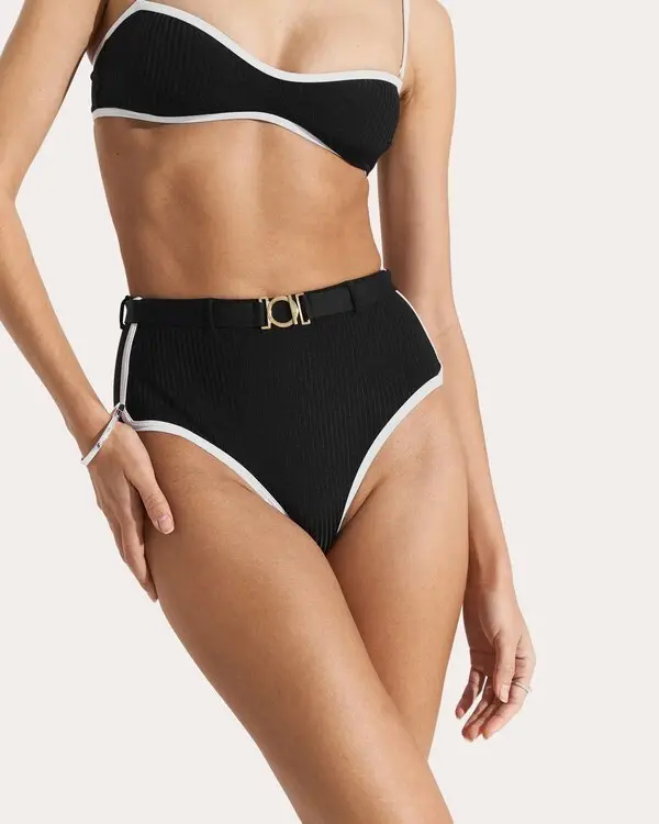 SEAQUELLE SWIM Ribbed Sport High-rise Bikini Bottoms