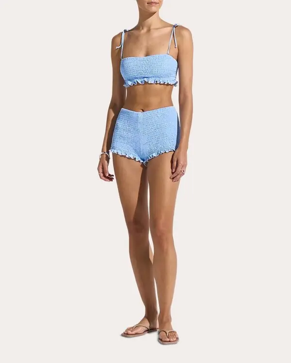 SEAQUELLE SWIM Sea Smocked Bandeau Bikini Top
