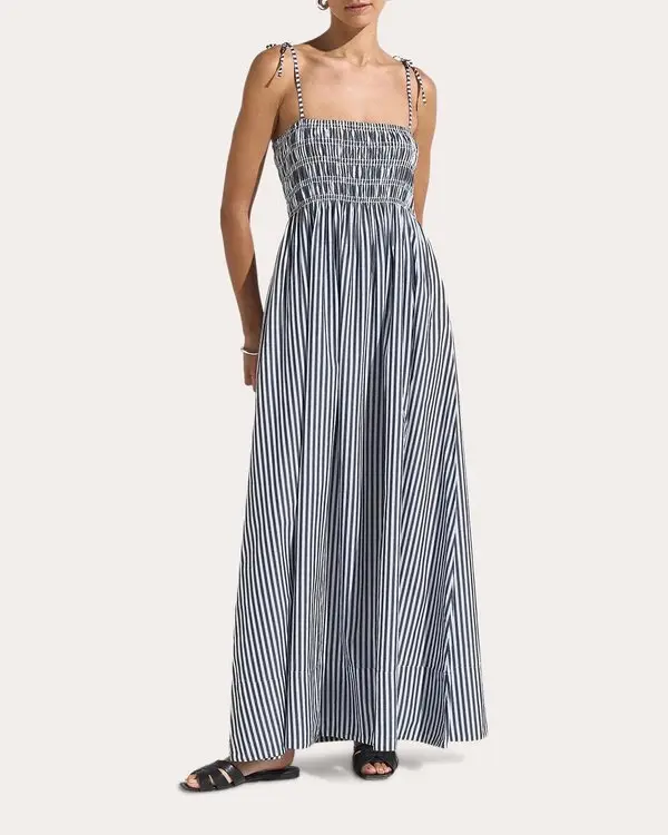 SEAQUELLE SWIM Willow Smocked Empire Waist Maxi Dress